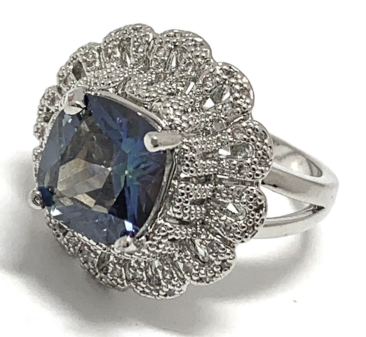 Antique Design 9.00ctw Mistique Topaz & Diamonique Diamond Ring ...
