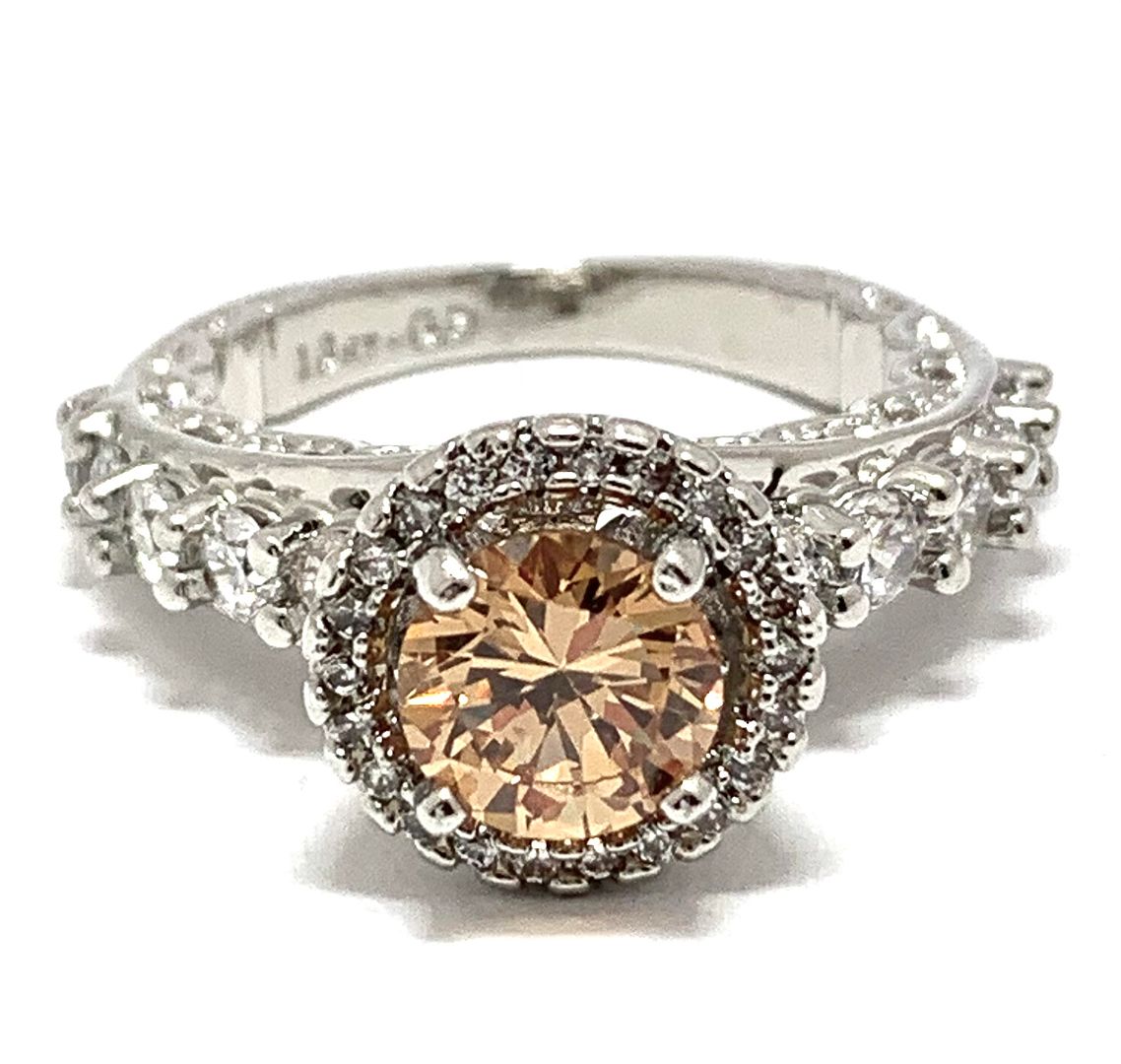 Antique Style 3.00ctw Champagne Topaz & Diamonique Diamond Ring ...