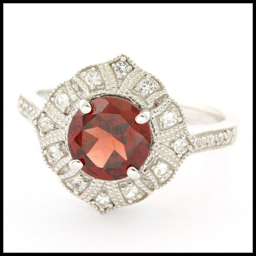 Authentic Lorenzo .925 Sterling Silver Genuine Garnet & White Topaz ...