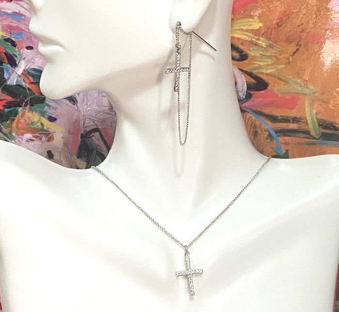 Cross Necklace & Long Dangle Earring Set | Property Room
