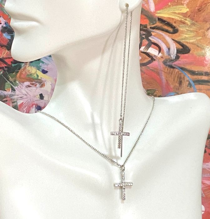 Cross Necklace & Long Dangle Earring Set | Property Room