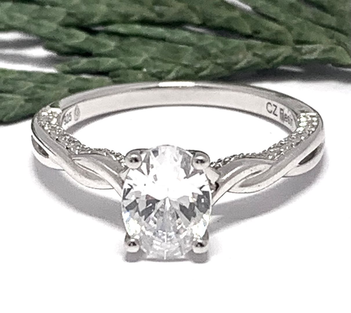 Designer .925 Sterling Silver & 18k WG 1.29ctw Diamond Art CZ Engagement Ring | Property Room