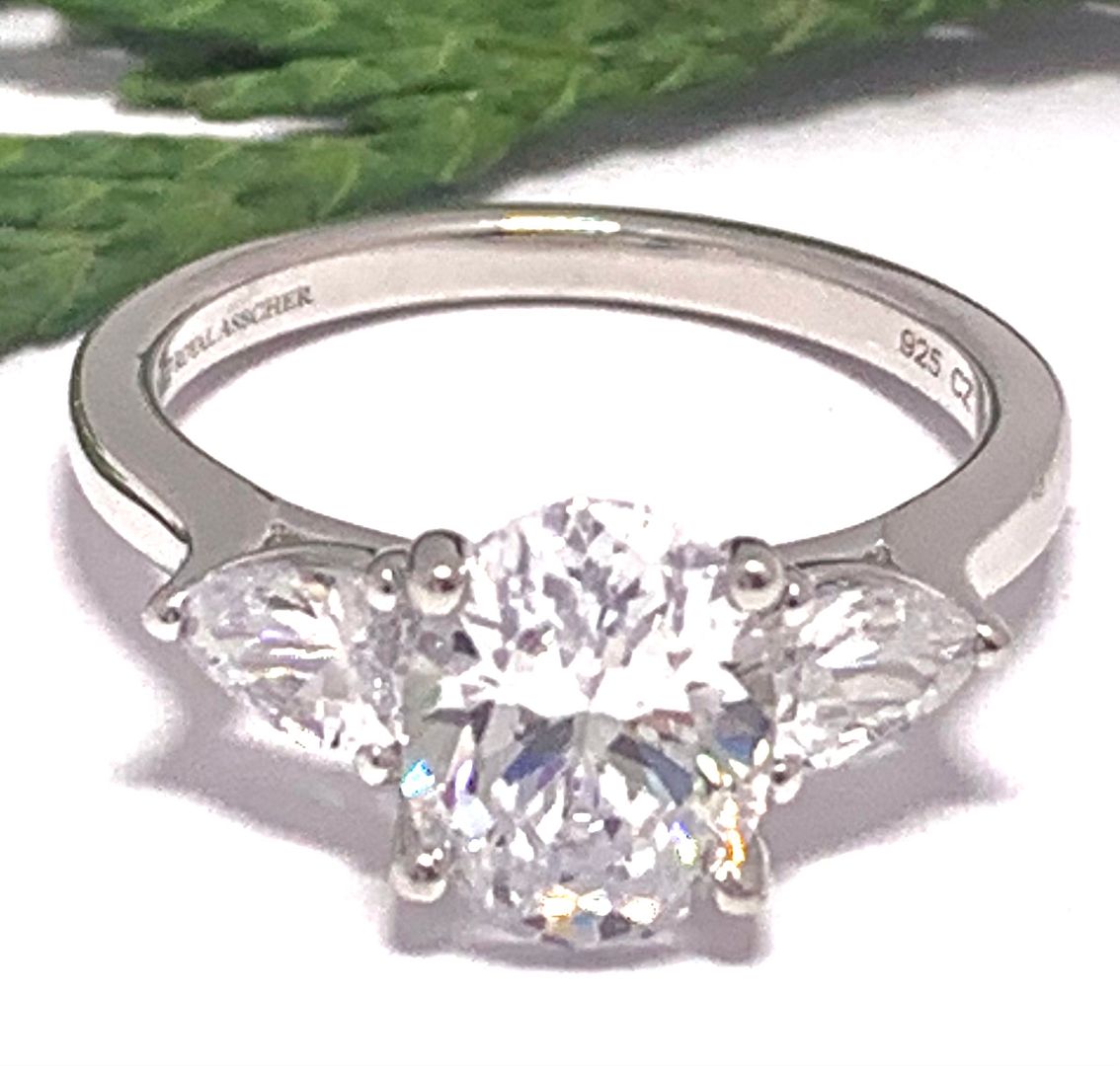 Designer .925 Sterling Silver & 18k WG 2.04ctw Diamond Art CZ Engagement Ring | Property Room