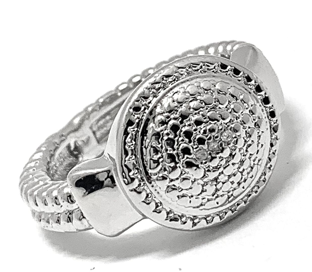 Genuine Diamond 18k White Gold Overlay Modern Design Ring | Property Room