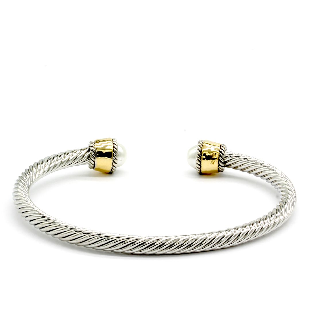 Pearl Twisted Cable Bangle Cuff Bracelet | Property Room