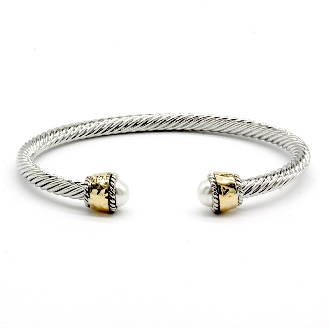 Pearl Twisted Cable Bangle Cuff Bracelet | Property Room