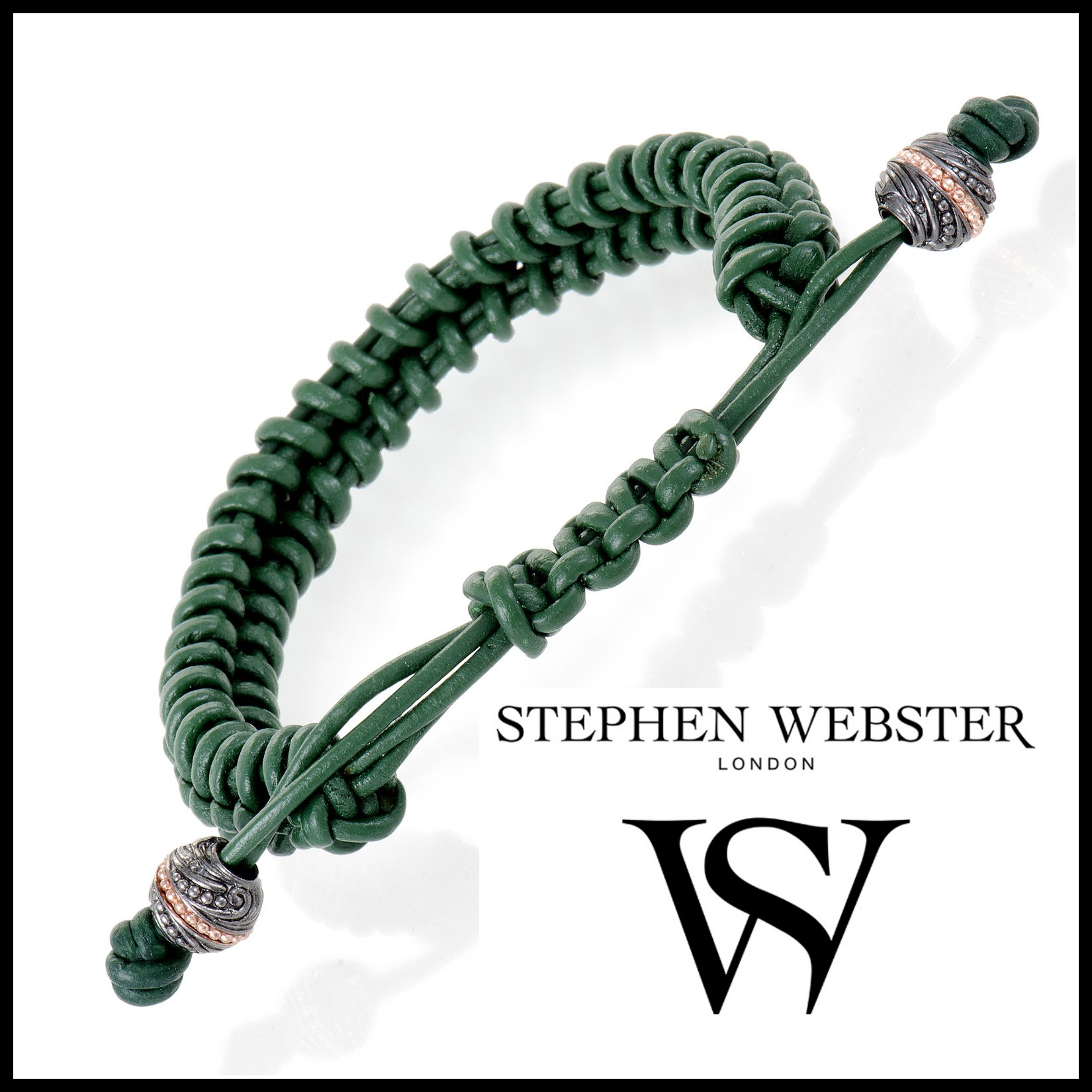 Stephen Webster No Regrets Unisex Green Leather and Gold Tone Silver ...