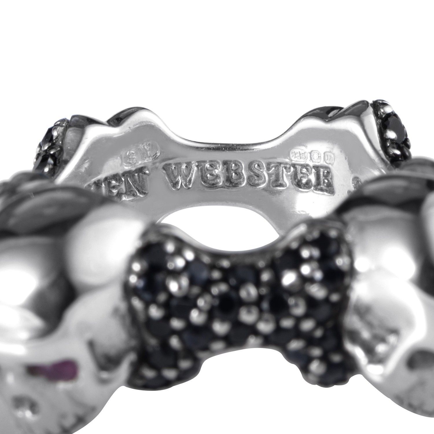 Stephen Webster Skull & Bones Solid .925 Sterling Silver Genuine Ruby ...