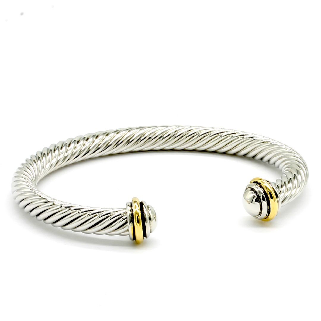 Two Tone Twisted Cable Bangle Cuff Bracelet | Property Room