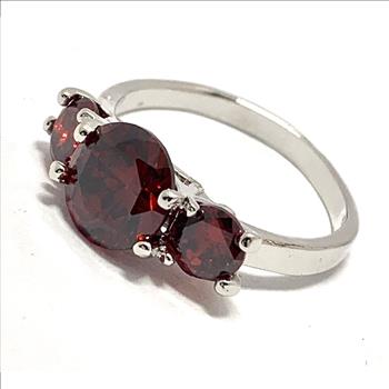 14k White Gold Over Jewelry Brass 4.00ctw Garnet Ring | Property Room