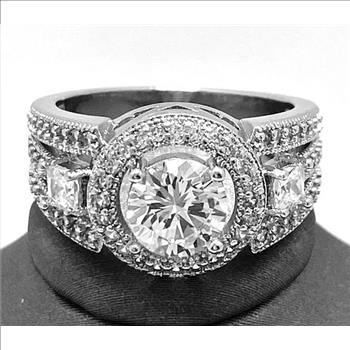 3.50ct Diamonique Diamond Engagement Ring Platinum Overlay | Property Room