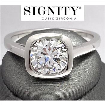 .925 Sterling Silver, 5.75ct Signity Star Cubic Zirconia CZ Ring Size 8 ...