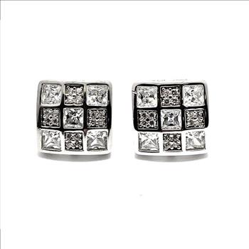 .925 Sterling Silver & White Gold Plated, 1.00ctw AAA grade CZ's Stud ...