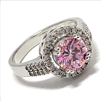 Antique Design 3.00ctw Pink Topaz & Diamonique Diamond Ring | Property Room