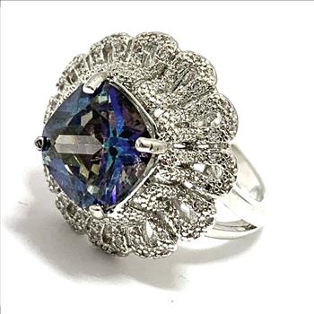 Antique Design 6.00ctw Mistique Topaz & Diamonique Diamond Ring ...