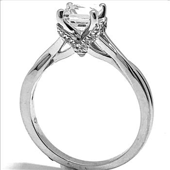 Designer .925 Sterling Silver & 18k WG 1.12ctw Diamond Art CZ Engagement Ring | Property Room