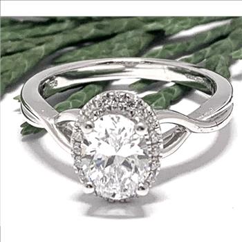 Designer .925 Sterling Silver & 18k WG 1.18ctw Diamond Art CZ Engagement Ring | Property Room