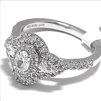 Designer .925 Sterling Silver & 18k WG 1.26ctw Diamond Art Cubic Zirconia Engagement Ring ...