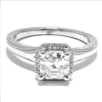 Designer .925 Sterling Silver & 18k WG 1.56ctw Diamond Art CZ Engagement Ring | Property Room