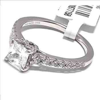 Designer .925 Sterling Silver & 18k WG 1.81ctw Diamond Art Cubic Zirconia Engagement Ring ...