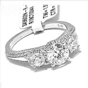 Designer .925 Sterling Silver & 18k WG 2.38ctw Diamond Art Cubic Zirconia Engagement Ring ...