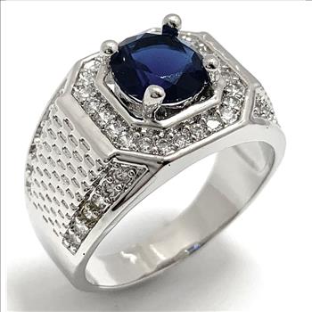 Modern Design 4.50ctw Sapphire & Diamonique Diamond Mens Ring Size 11 ...