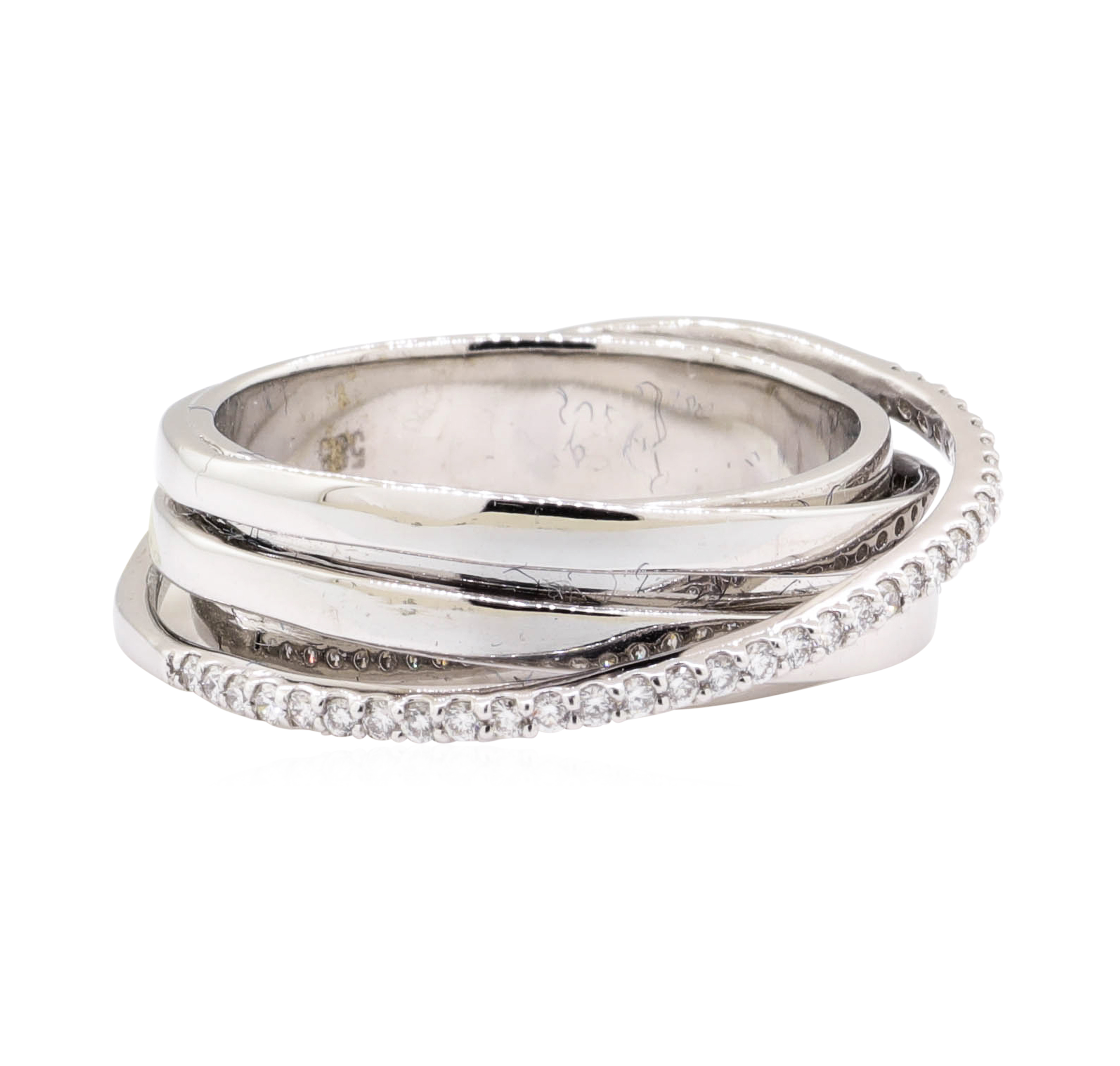14K White Gold 6.85 Grams Overlapping Design Diamond Ring | Property Room
