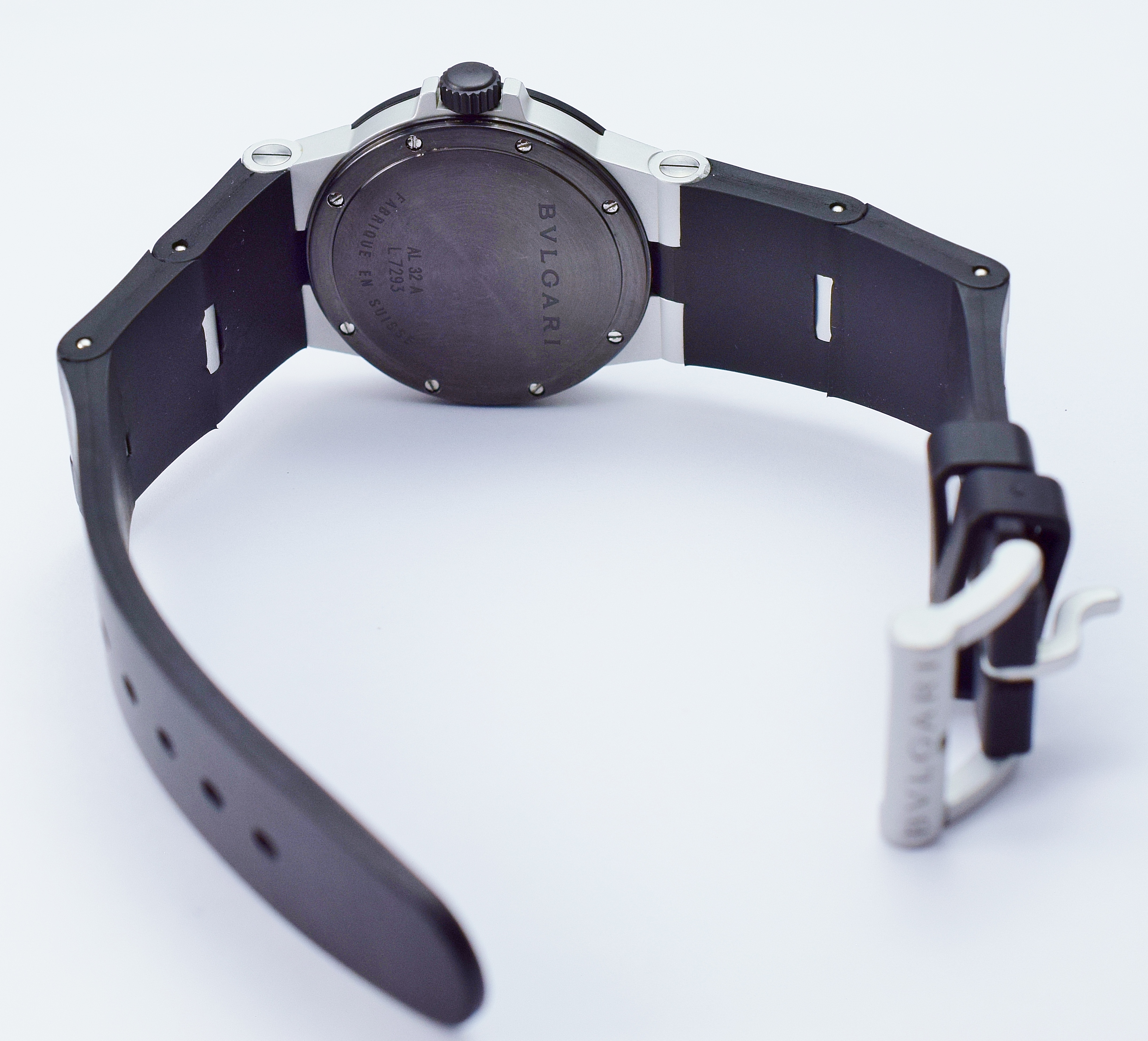 Bvlgari Aluminum Rubber Bezel Cream Dial Watch on Rubber Strap ...