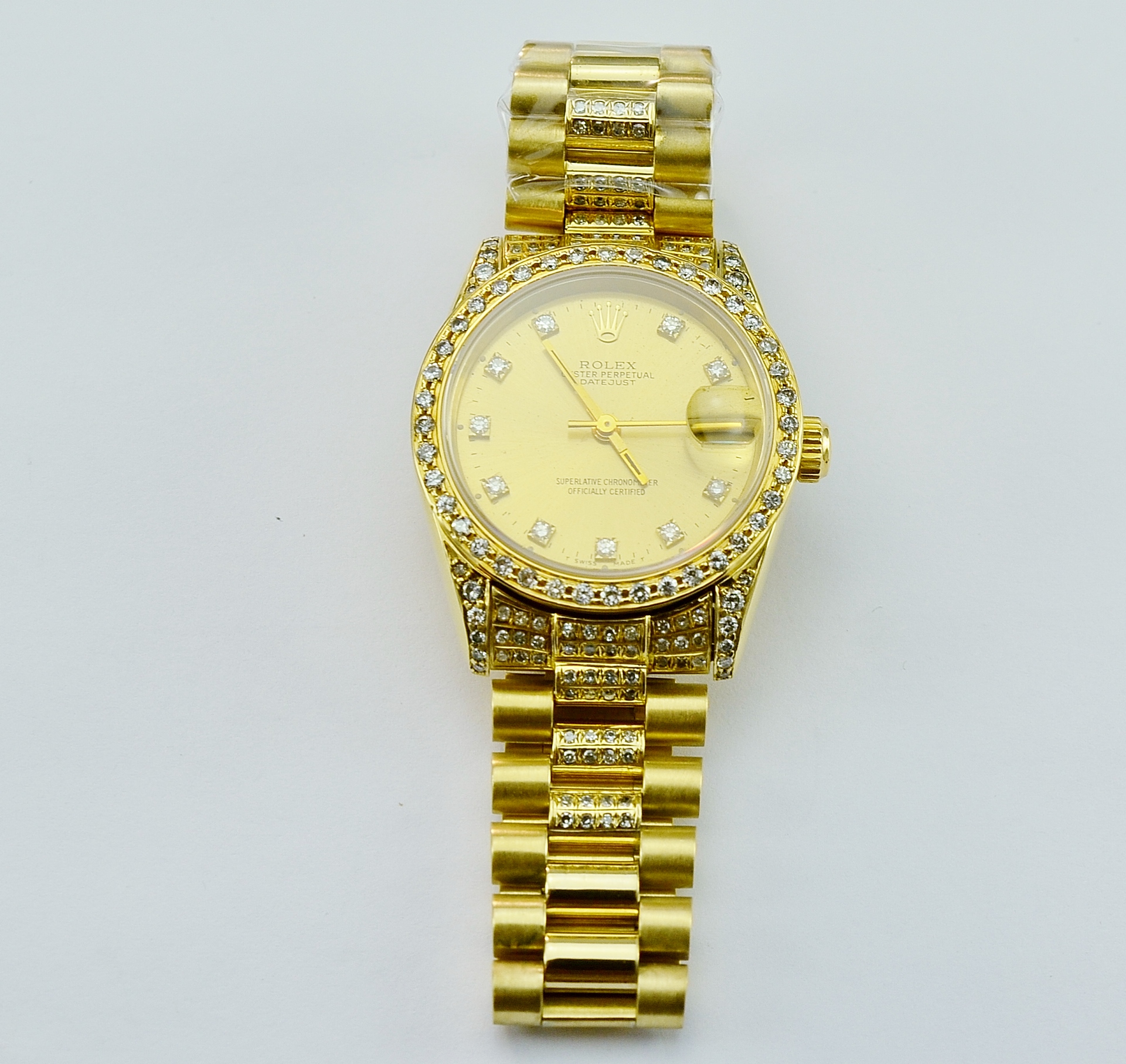 Rolex Datejust Midsize 18K Yellow Gold Gold Dial Diamond Watch 30MM ...