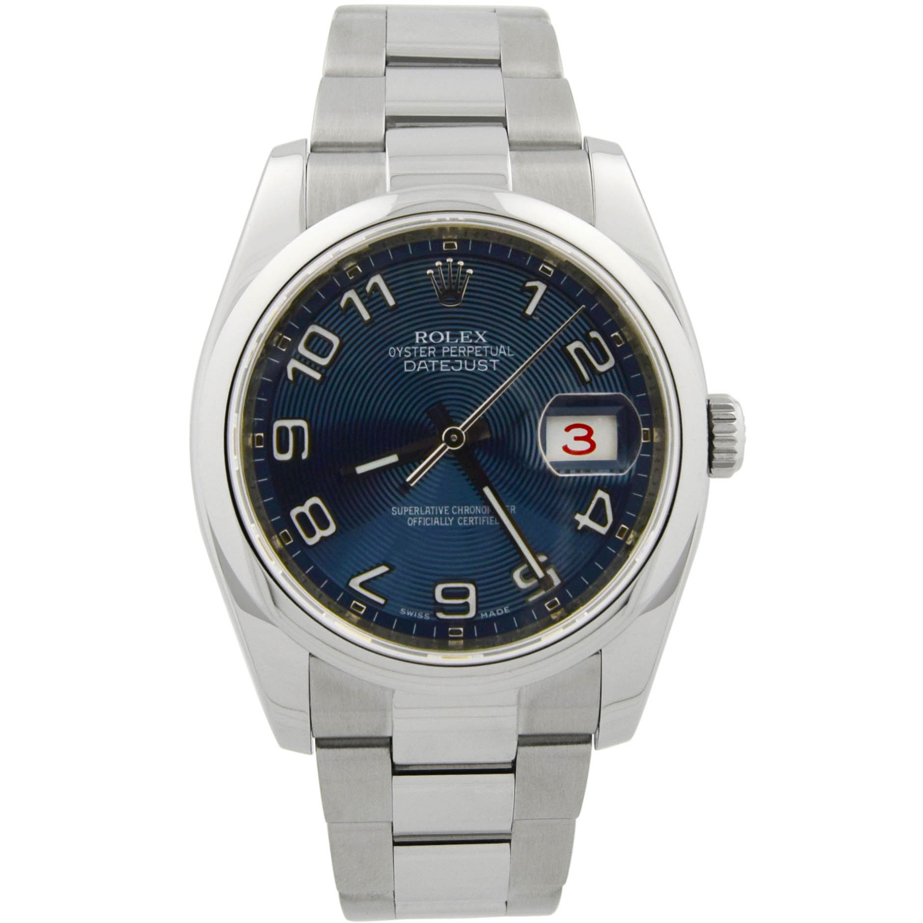 Rolex Datejust Unisex 36mm Blue Arabic Dial Steel 116200 | Property Room
