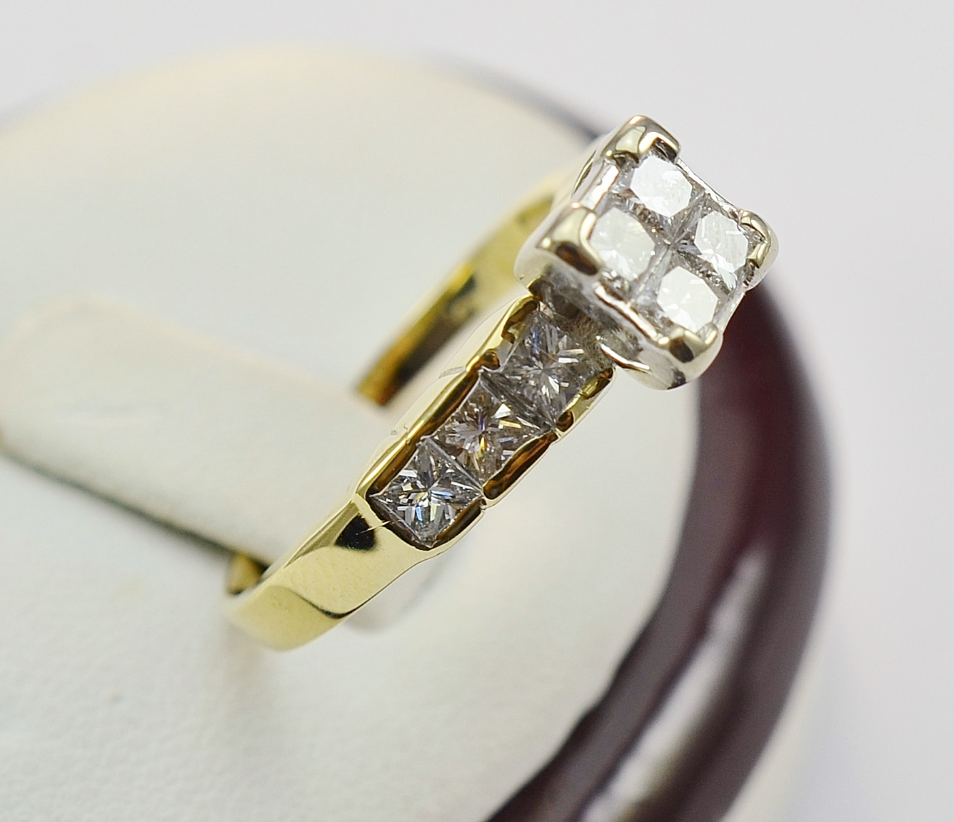 14K Yellow Gold Invisible Set Princess Cut Diamond Anniversary Ring ...