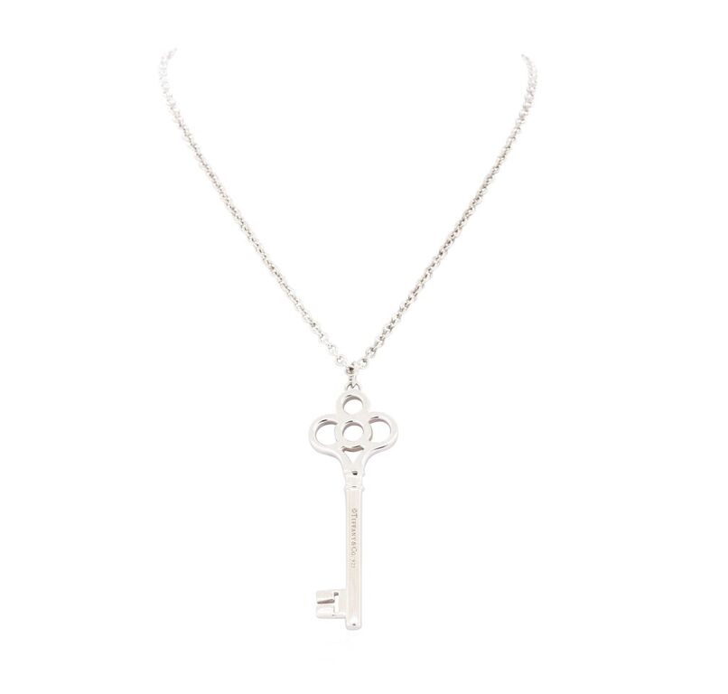 Tiffany & Co. 925 Silver Key Shape Pendant With 18 Inch Silver Chain ...