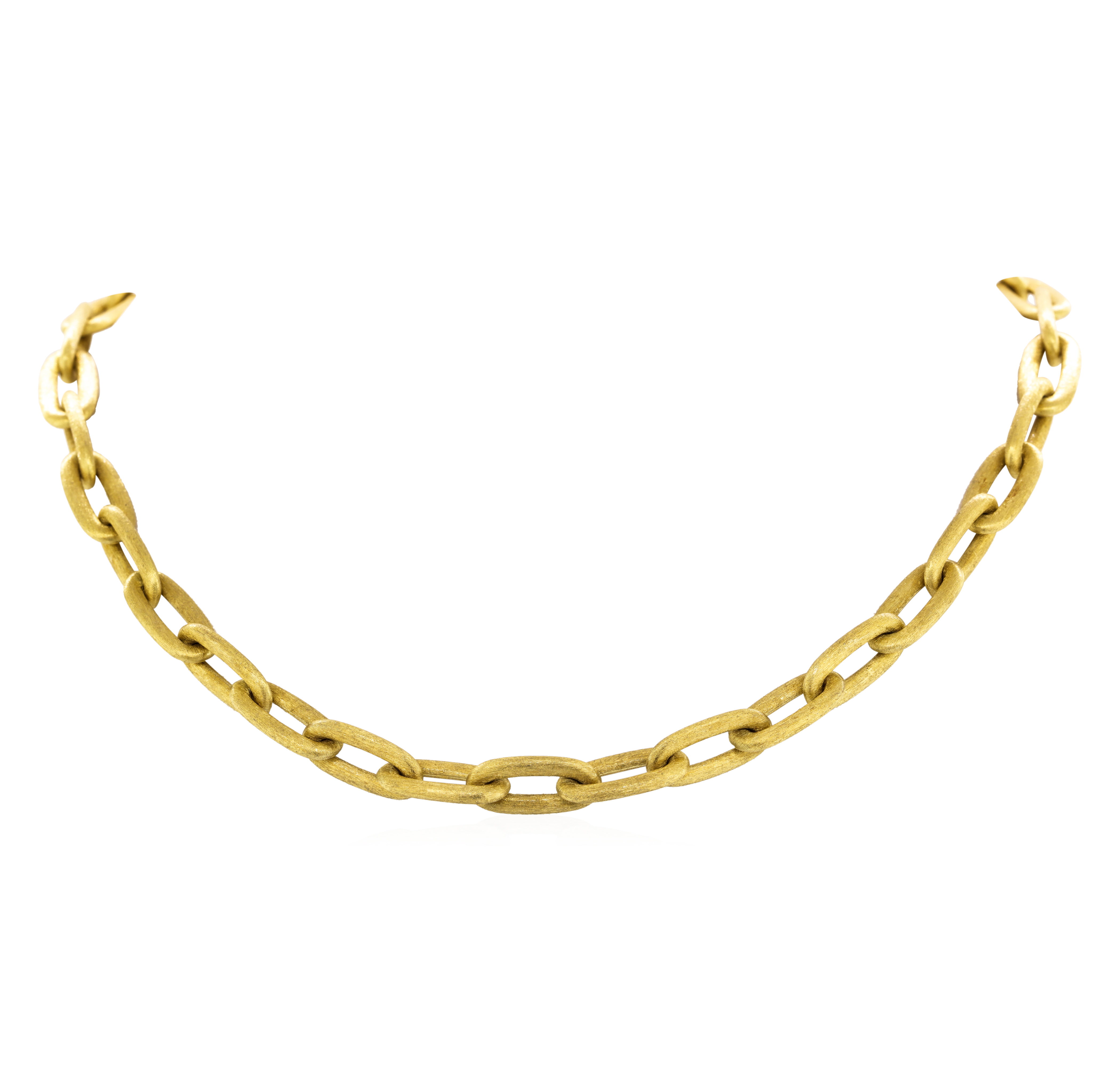 18K Yellow Gold 35.40 Grams Satin Finished Link Chain Necklace ...