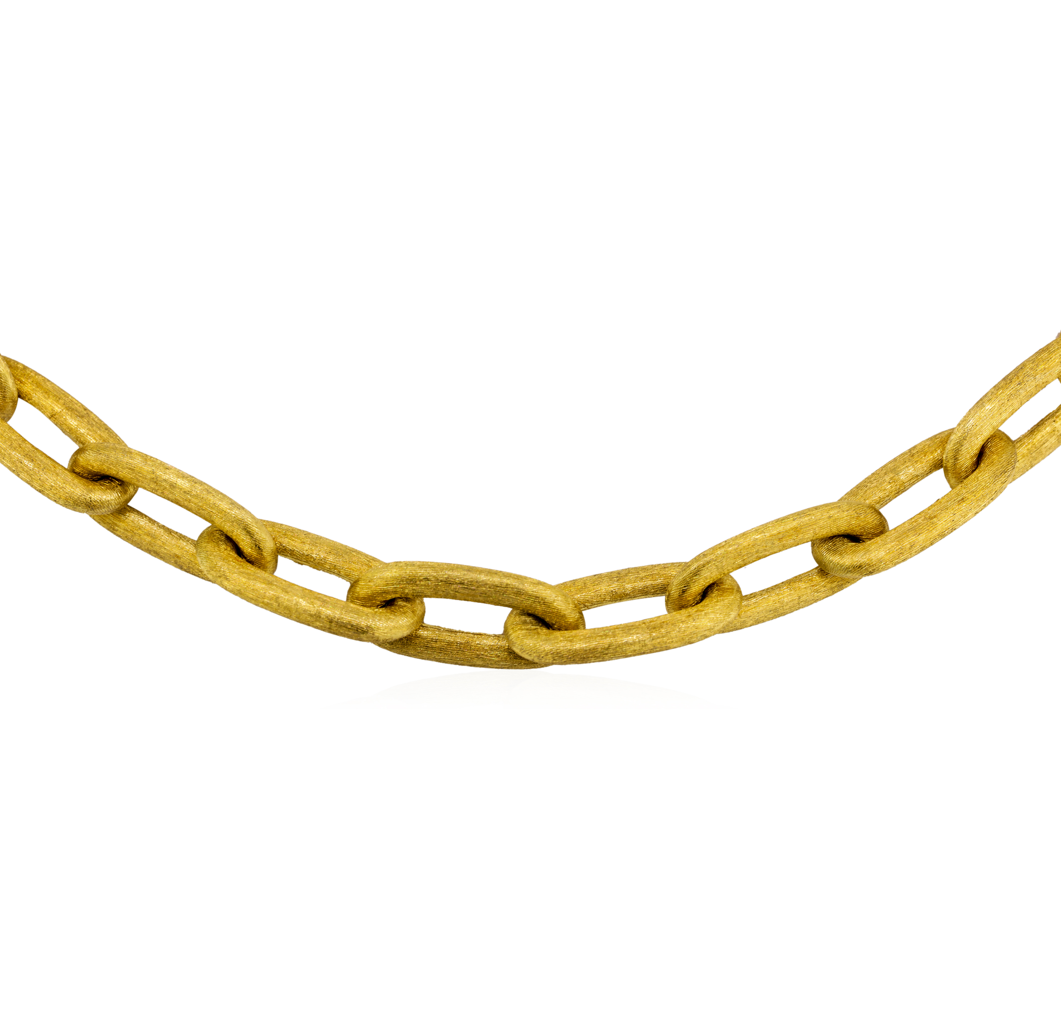 18K Yellow Gold 35.40 Grams Satin Finished Link Chain Necklace ...