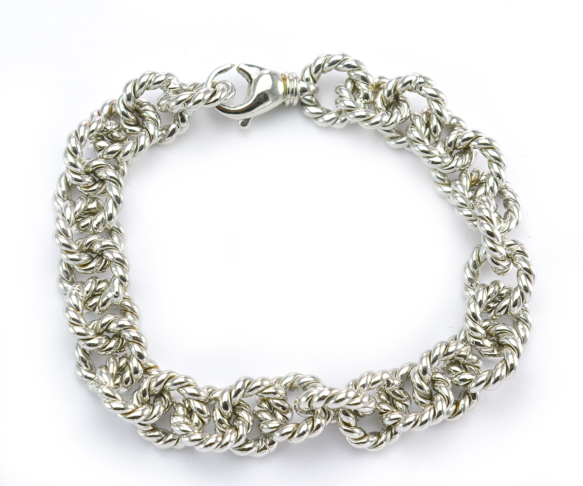 14K White Gold 32.0 Grams Rope Chain Link Style Lady's Bracelet ...