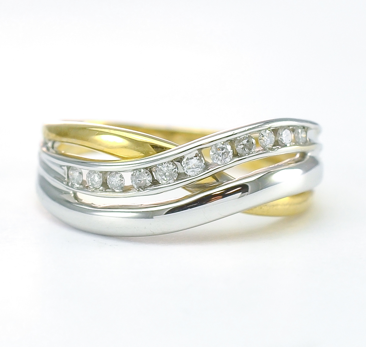10K Two Tone Gold 4.10 Grams Diamond Overlap Design Lady's Ring ...