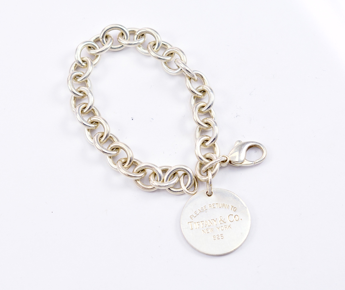 Tiffany & Co. 925 Silver Link Chain Bracelet With Circle "Return To ...