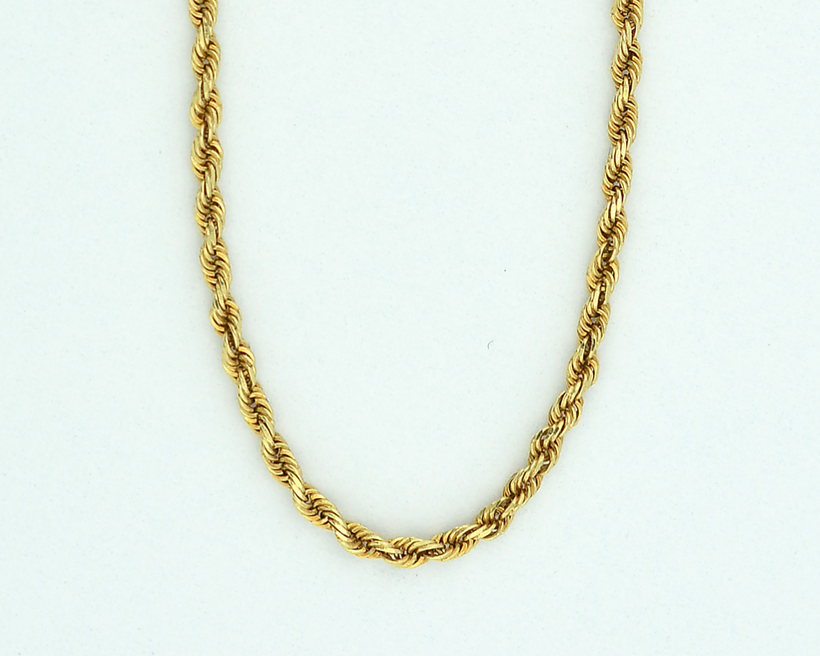 14K Yellow Gold Rope Style Chain Necklace 24 Inches | Property Room