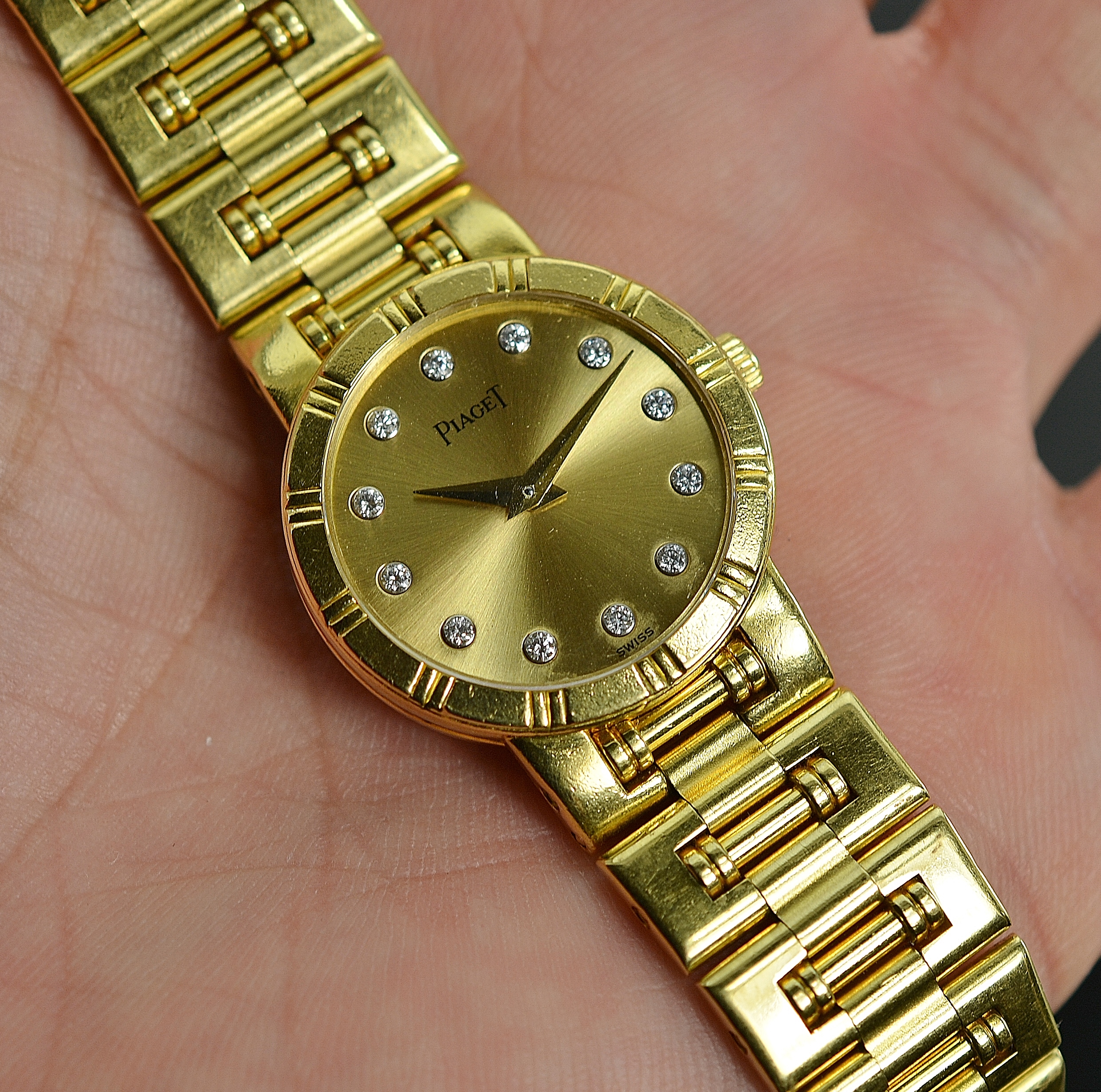 Piaget Dancer Solid 18K Yellow Gold Factory Diamond Watch 58.83 Grams ...