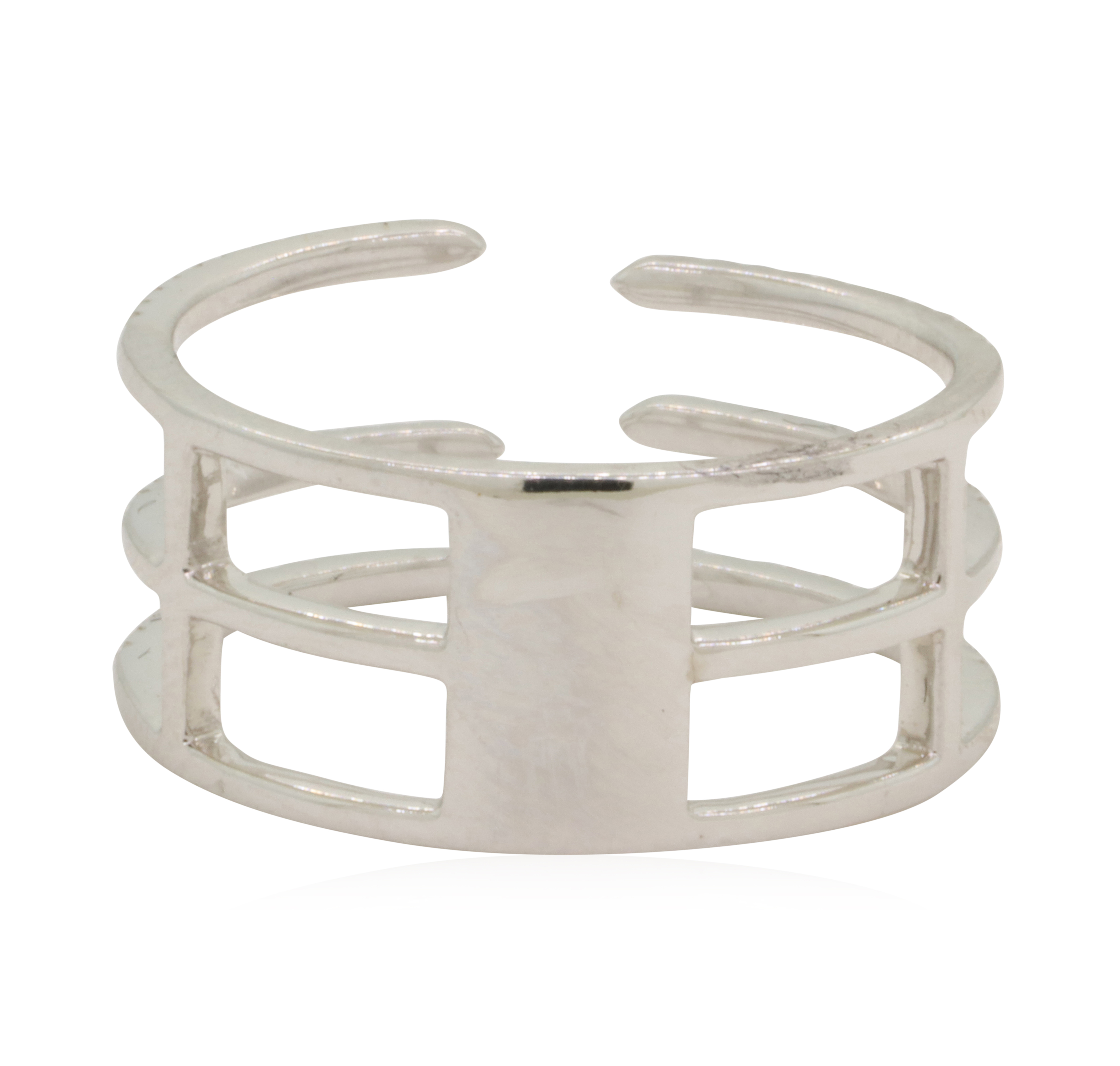 14K White Gold 3.10 Grams Three Row Style Diamond Open Shank Ring ...