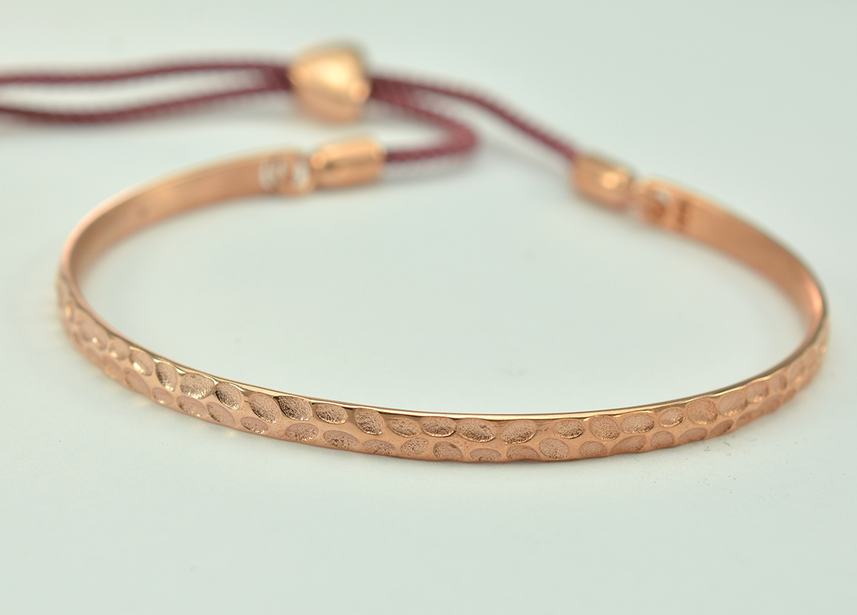 Kaitlyn Lily Bangle With Rose Gold Over Lay and Burgundy String ...