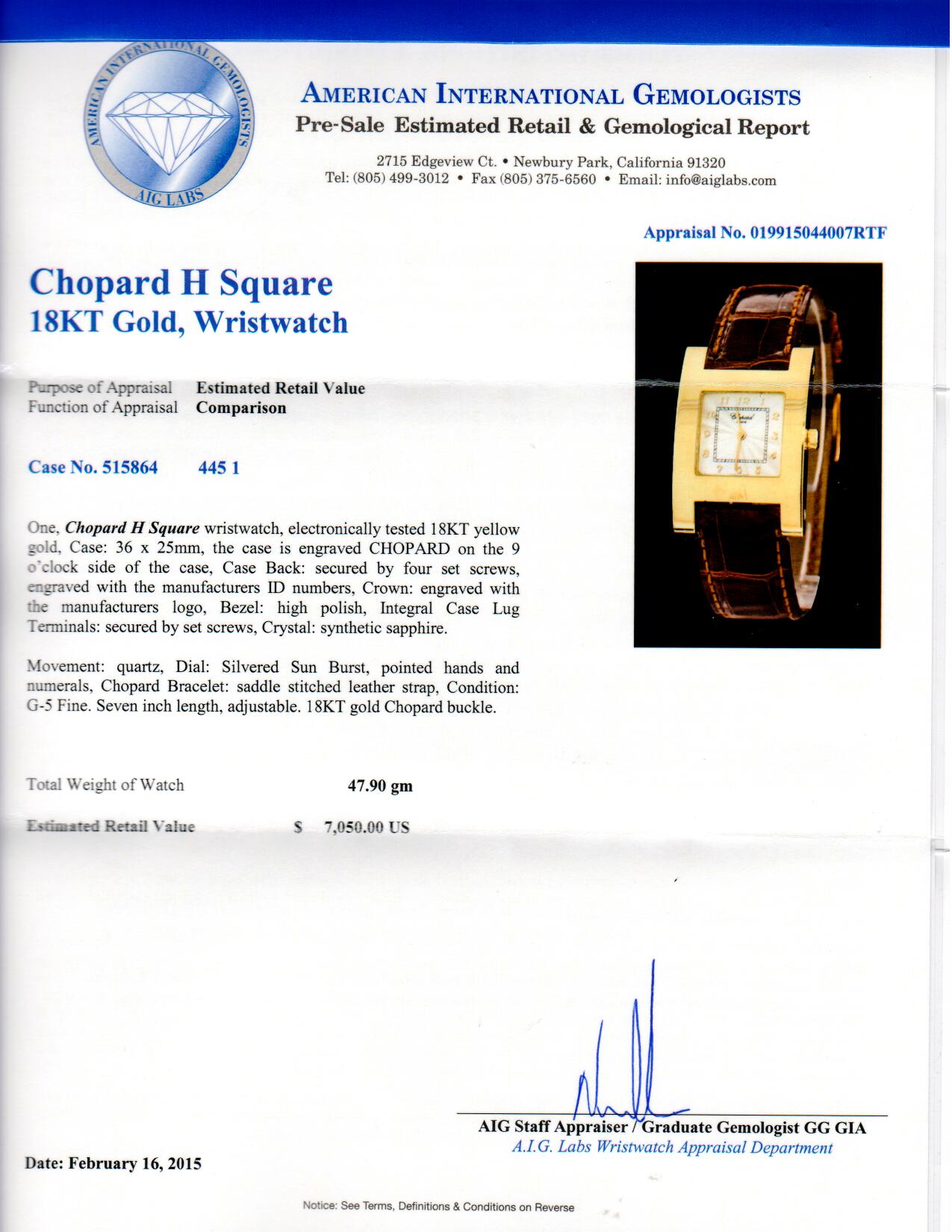 Chopard H Square 18K Gold Silver Dial Lady's Watch on Brown Leather ...