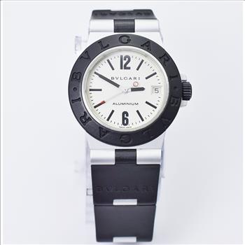 Bvlgari Aluminum Rubber Bezel Cream Dial Watch on Rubber Strap ...