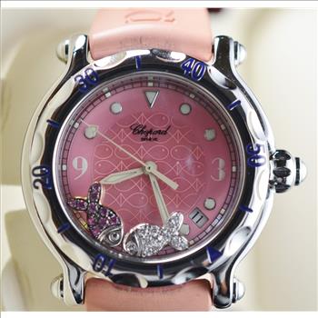 Chopard Happy Sport Fish 38MM Watch Diamonds & Pink Sapphires ...