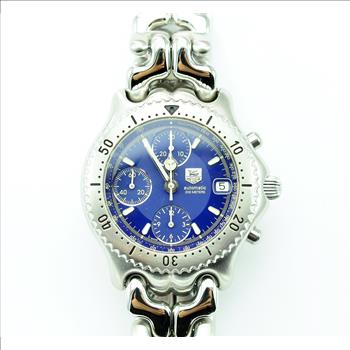 Tag Heuer Stainless Steel Automatic Chrono Blue Dial Watch on Metal ...