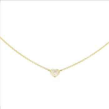 14K Yellow Gold 2.15 Grams 0.35 Carat t.w. Heart Shape Diamond Necklace ...