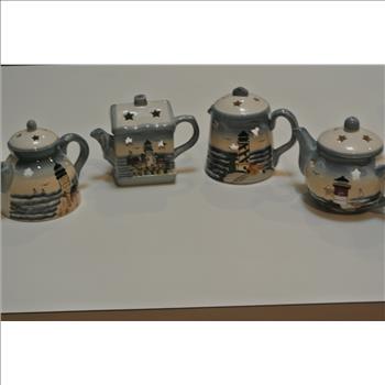 Lighthouse Tea Pots 4pc Set | Property Room