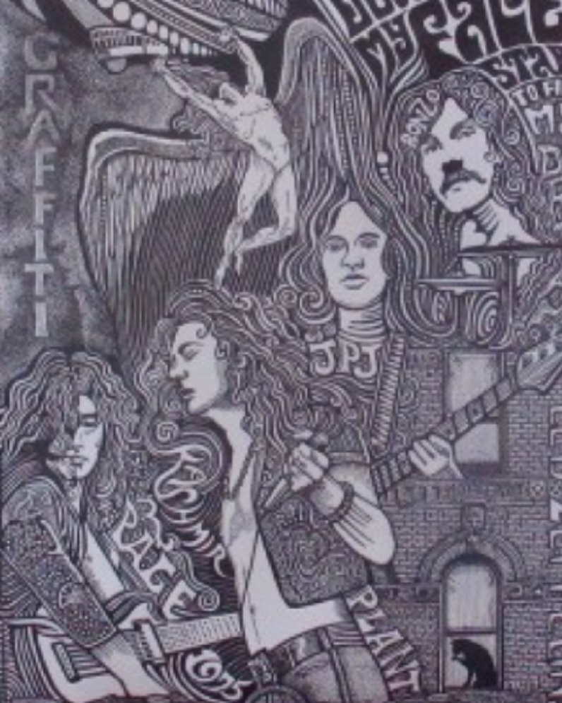 LED ZEPPELIN GRAFFITI Psychedelic Hand Signed Posterography Letterpress ...