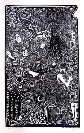 LED ZEPPELIN Psychedelic Hand Signed Posterography Letterpress ART ...