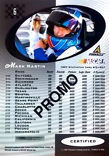 MARK MARTIN ~ 1997 CERTIFIED ~ PROMO ~ NASCAR | Property Room